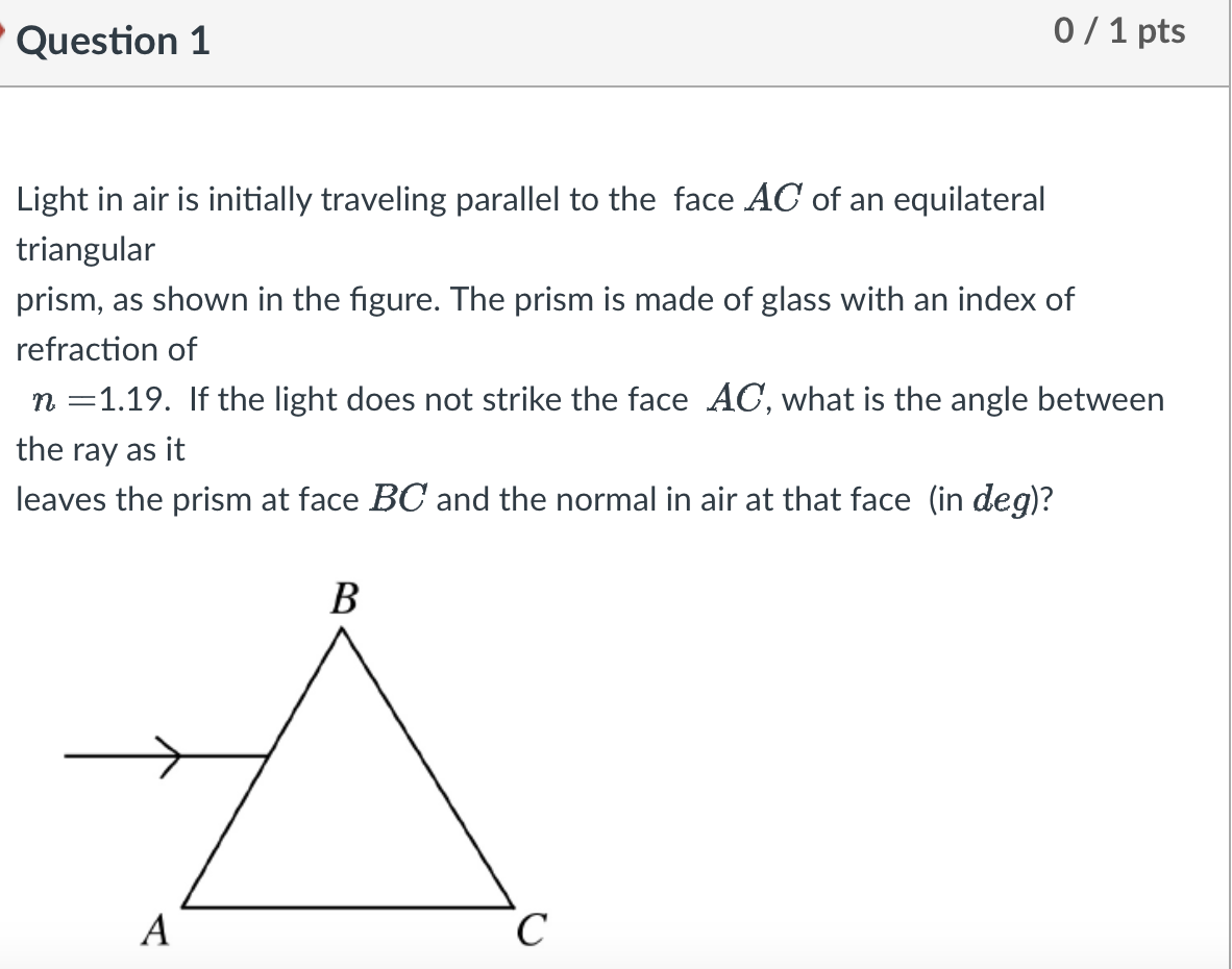 Solved Light in air is initially traveling parallel to the | Chegg.com