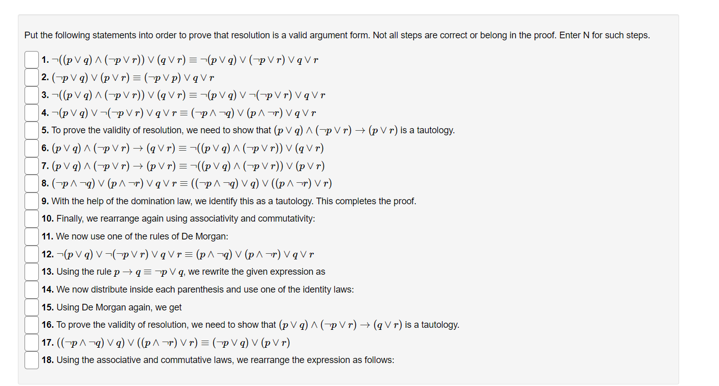 Solved Put the following statements into order to prove that | Chegg.com