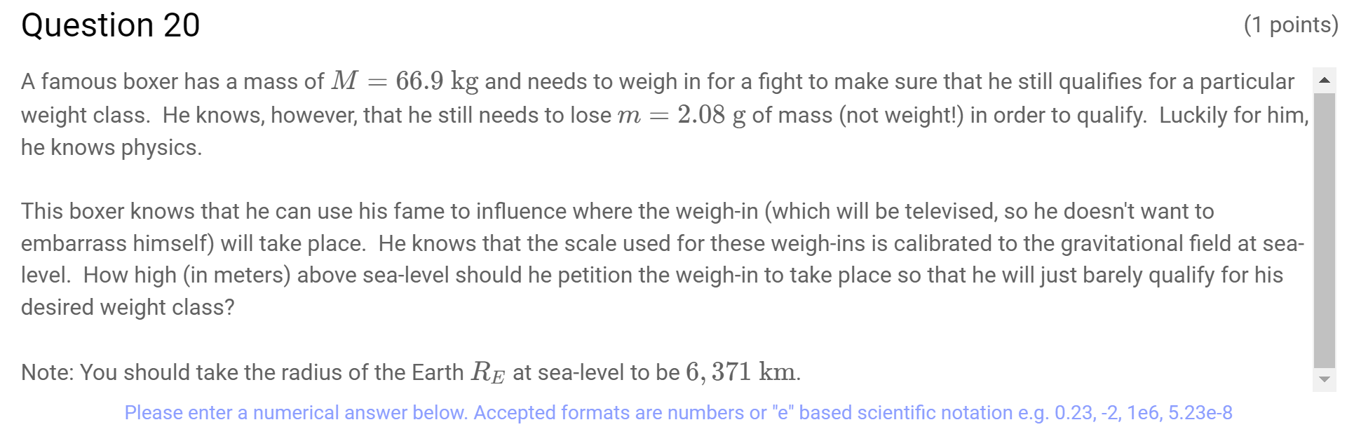 Solved Question 20A famous boxer has a mass of \( | Chegg.com