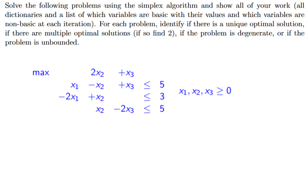 Solved Solve the following problems using the simplex | Chegg.com