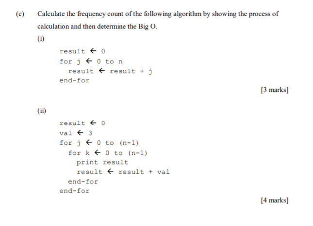 Solved (c) Calculate the frequency count of the following | Chegg.com