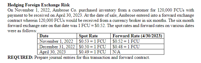 Solved Hedging Foreign Exchange Risk On November 1, 2022, | Chegg.com