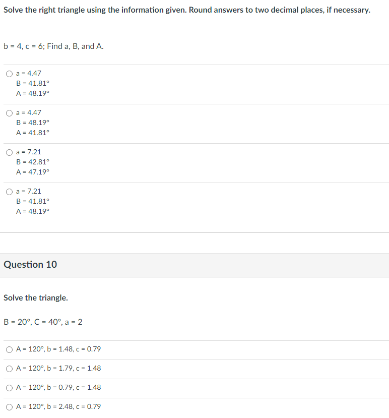 Solved Solve the right triangle using the information given. | Chegg.com