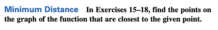 Solved Minimum Distance In Exercises 15-18, find the points | Chegg.com