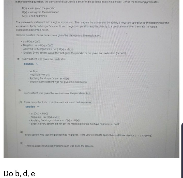 Solved In the following question the domain of discourse is | Chegg.com