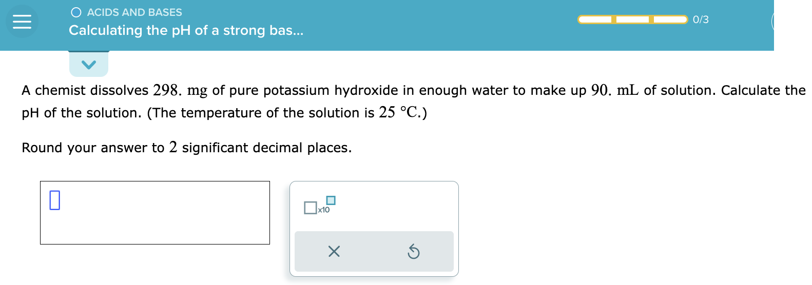 Solved A chemist dissolves 298.mg of pure potassium | Chegg.com