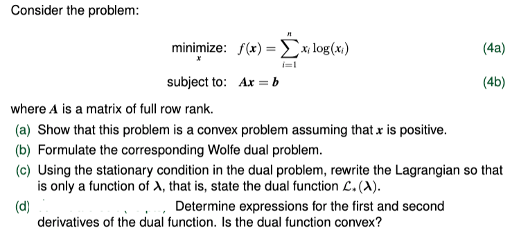 Consider the problem: xminimize: subject to: | Chegg.com