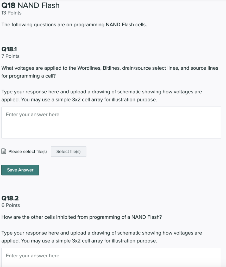 Solved Q18 NAND Flash 13 Points The following questions are | Chegg.com