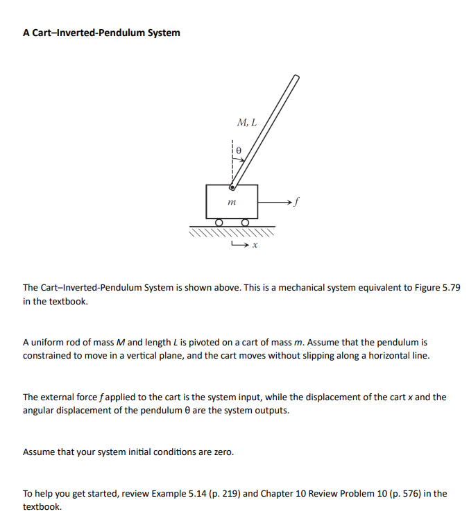 Solved A Cart-Inverted-Pendulum SystemThe Objectives1. | Chegg.com