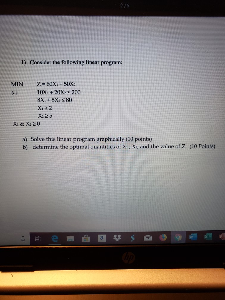 Solved 2/6 1) Consider the following linear program: Z | Chegg.com