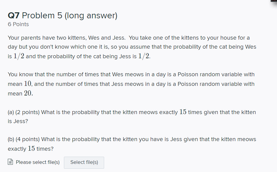 Solved Q7 Problem 5 (long answer) 6 Points Your parents have | Chegg.com
