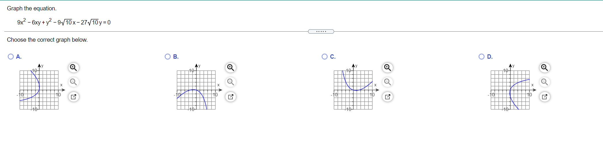 Solved Graph the equation. 9x2 - 6xy + y2-9/10 x – 27/10y = | Chegg.com