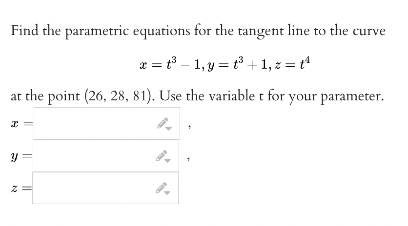 Solved Find the parametric equations for the tangent line to | Chegg.com