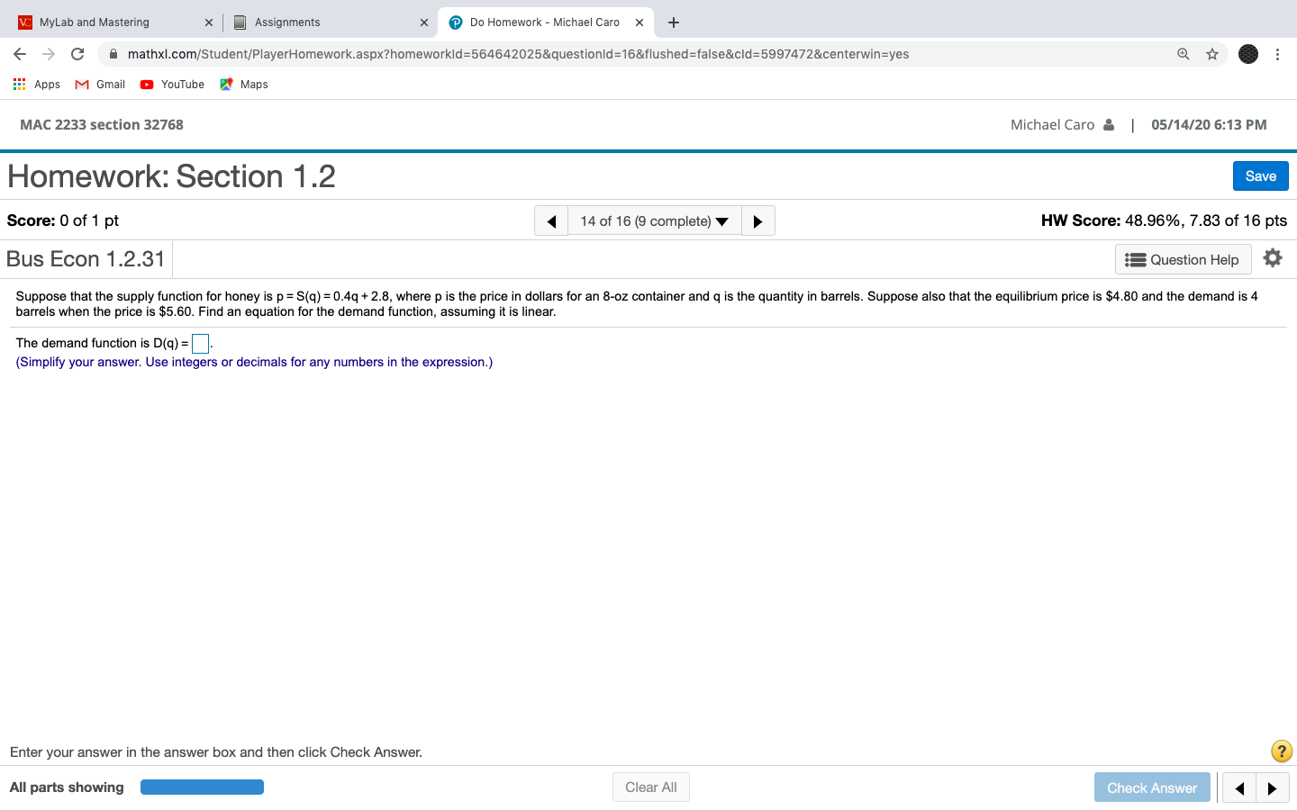 Solved WC MyLab and Mastering Assignments х Do Homework - | Chegg.com