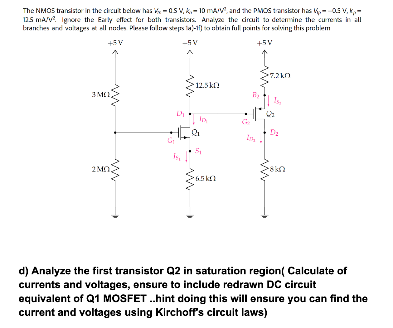 Solved The NMOS transistor in ﻿the circuit below has | Chegg.com