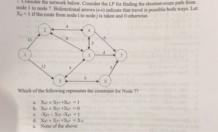 Solved Onsider The Network Below Consider The Lp For