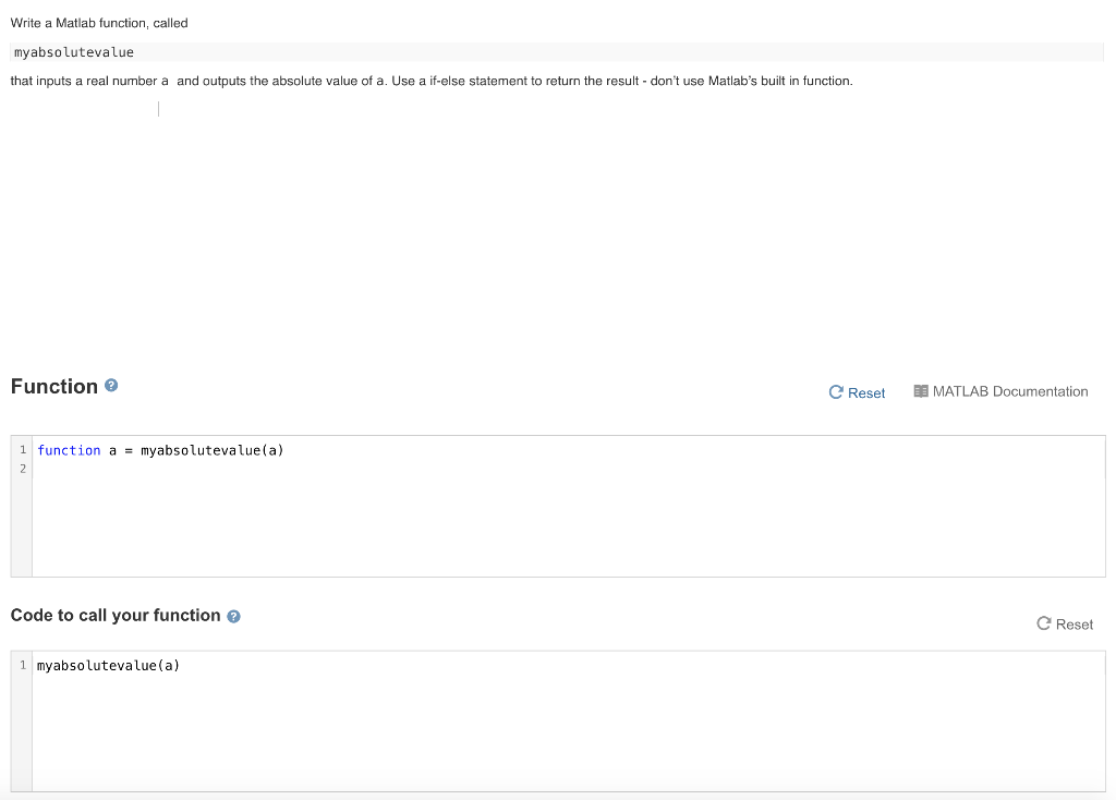 Solved Write a Matlab function, called my absolutevalue that | Chegg.com