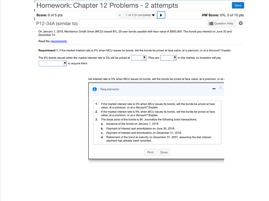 Solved Homework: Chapter 12 Problems-2 attempts Save Score: | Chegg.com