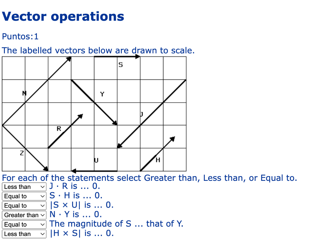 Solved Vector operations Puntos:1 The labelled vectors below | Chegg.com