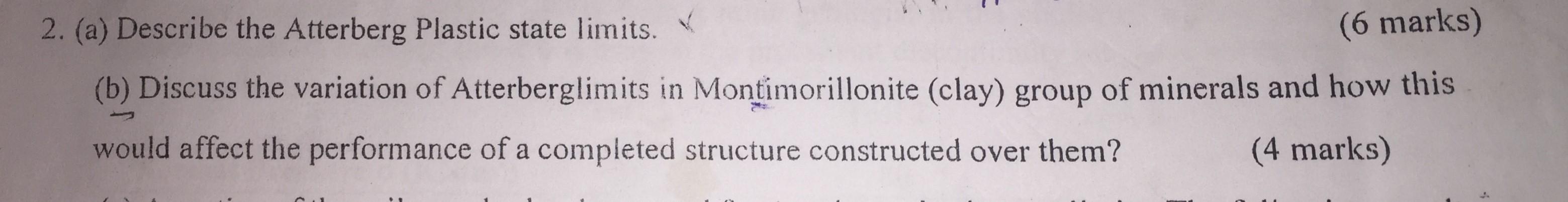Solved 2. (a) Describe the Atterberg Plastic state limits. | Chegg.com