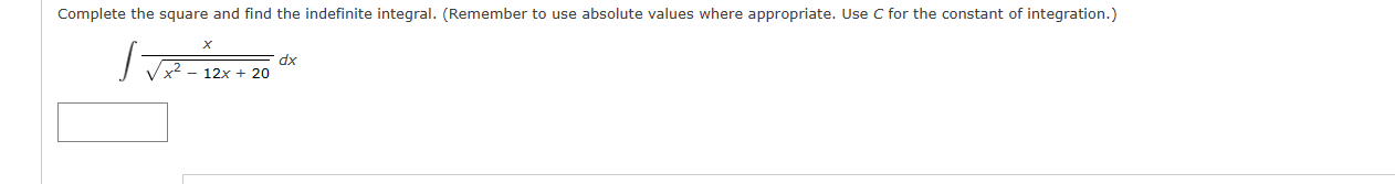 Solved ∫x2−12x+20xdx | Chegg.com