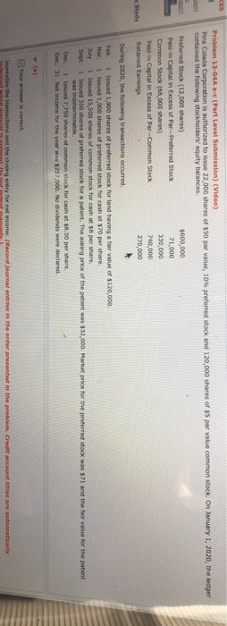 Solved Problem 13-04A a-c (Part Level Submission) (Video) | Chegg.com
