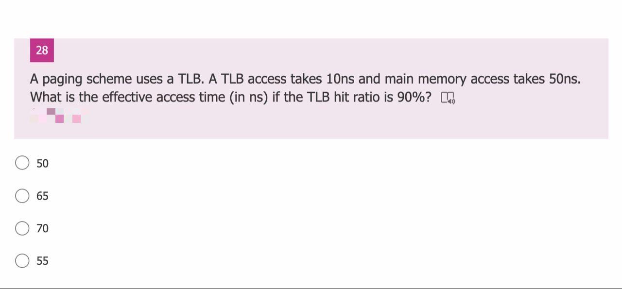 Solved 28 A paging scheme uses a TLB. A TLB access takes | Chegg.com