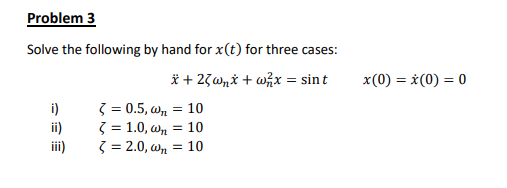 Solved Problem 3 Solve the following by hand for x(t) for | Chegg.com