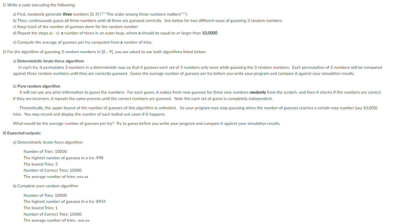 Solved 1) Write a code executing the following: a) First, | Chegg.com