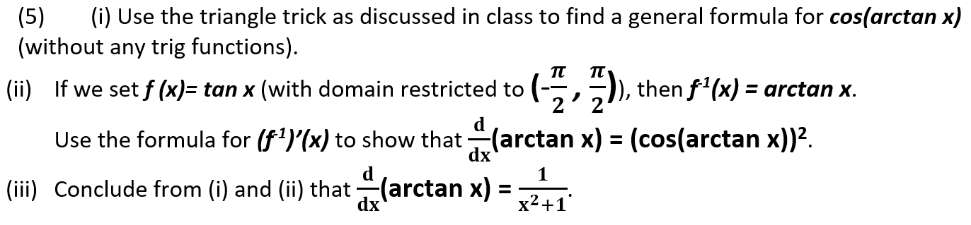 Solved (5) (i) Use the triangle trick as discussed in class | Chegg.com