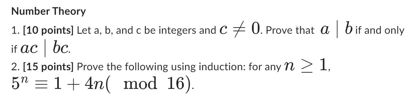 Solved Number Theory[10 ﻿points] ﻿Let a,b, ﻿and c ﻿be | Chegg.com