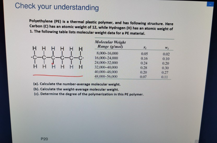 Solved Check your understanding Polyethylene (PE) is a | Chegg.com