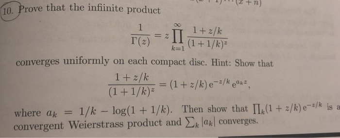 Solved ①rove that the infinite product 10. converges | Chegg.com