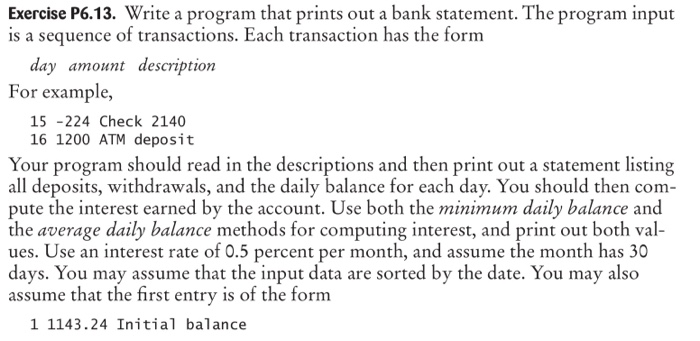 Solved Exercise P6.13. Write a program that prints out a | Chegg.com