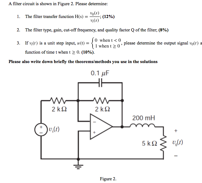 Solved A filter circuit is shown in Figure 2. Please | Chegg.com