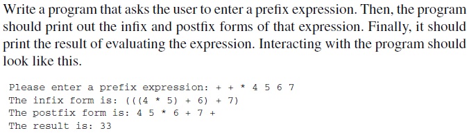 Solved Write a program that asks the user to enter a prefix | Chegg.com