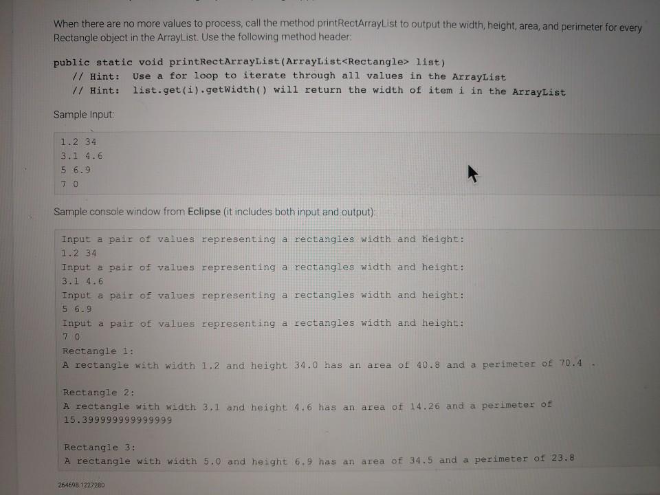 Solved 7.26 Ch.7 Lab: Array List of Rectangles This | Chegg.com
