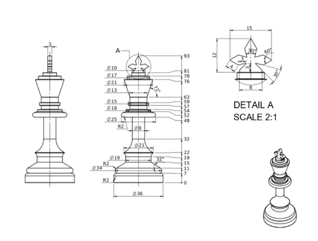 Solved With dimension settings of millimeters and using | Chegg.com