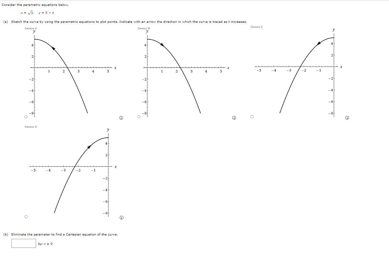 Solved Consider The Parametric Equations Below Xty5−t 8163