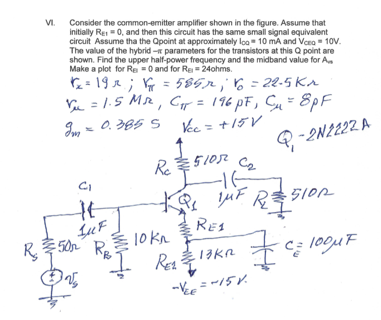 Solved Consider the common-emitter amplifier shown in the | Chegg.com