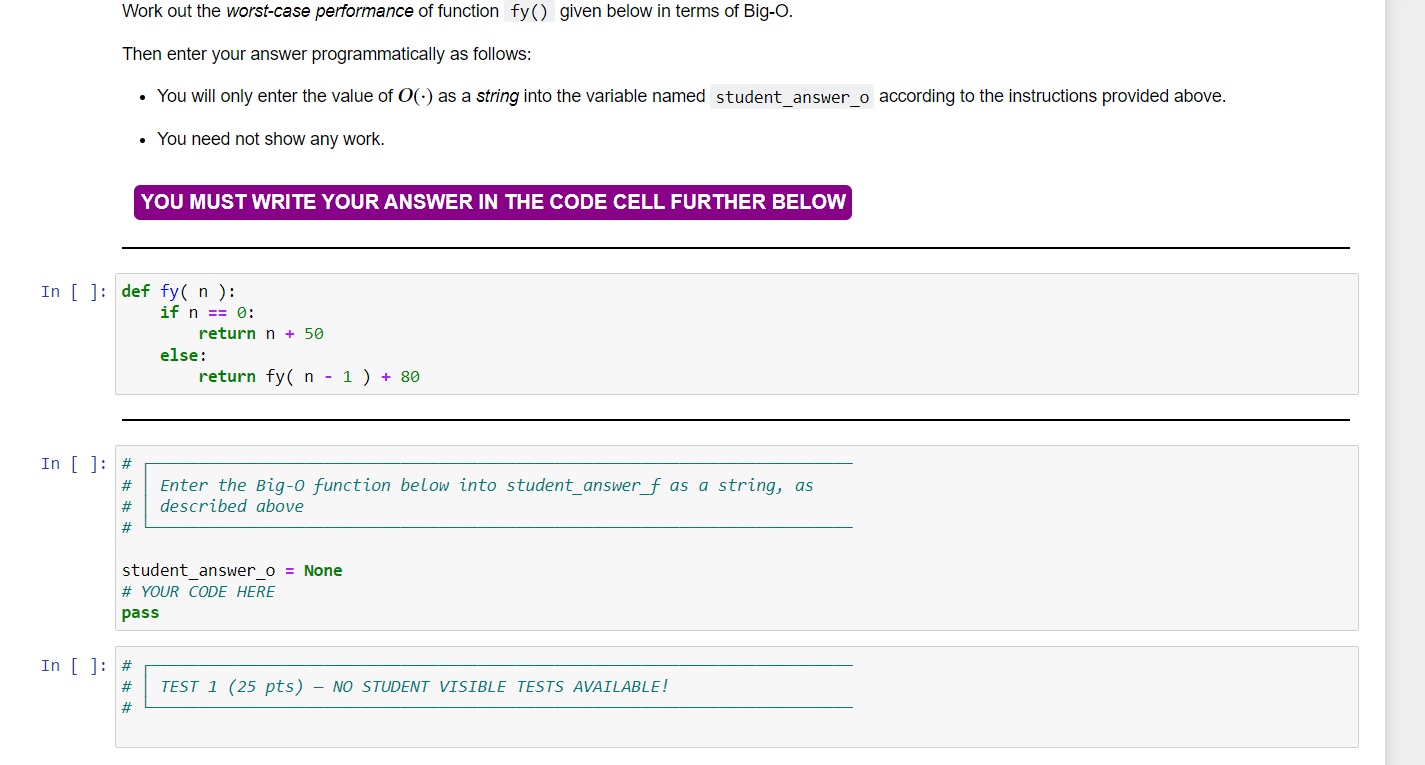 Solved Instructions for Big-O related questions below: Into | Chegg.com