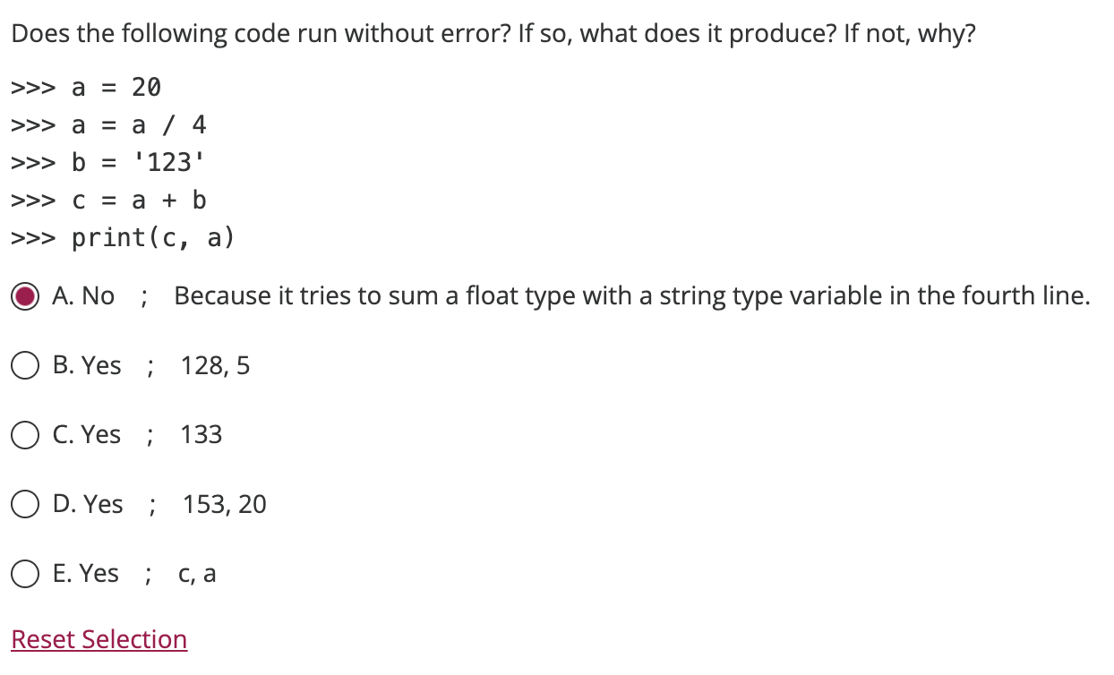 Solved Does the following code run without error? If so, | Chegg.com