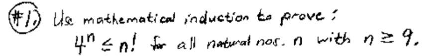 Solved (1) Use mathematical induction ta prove: 4n⩽n ! for | Chegg.com