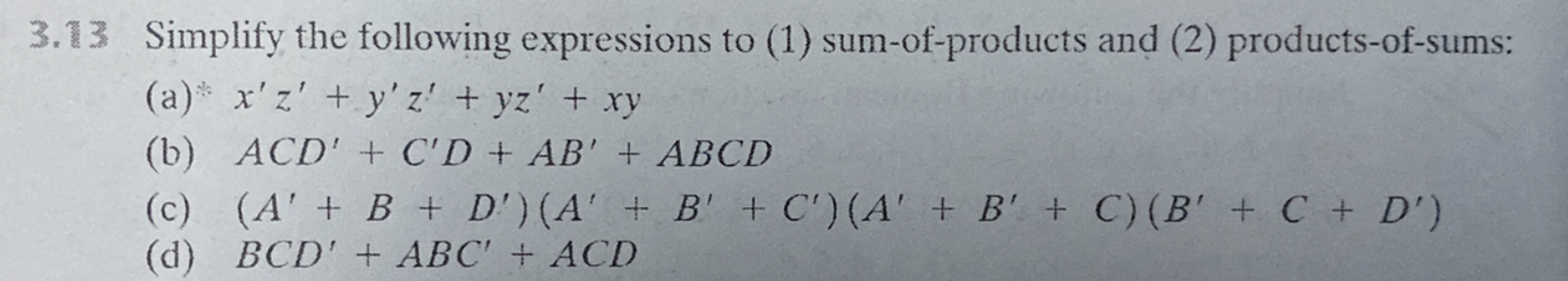 Solved 13. Simplify the following expressions to (1) | Chegg.com