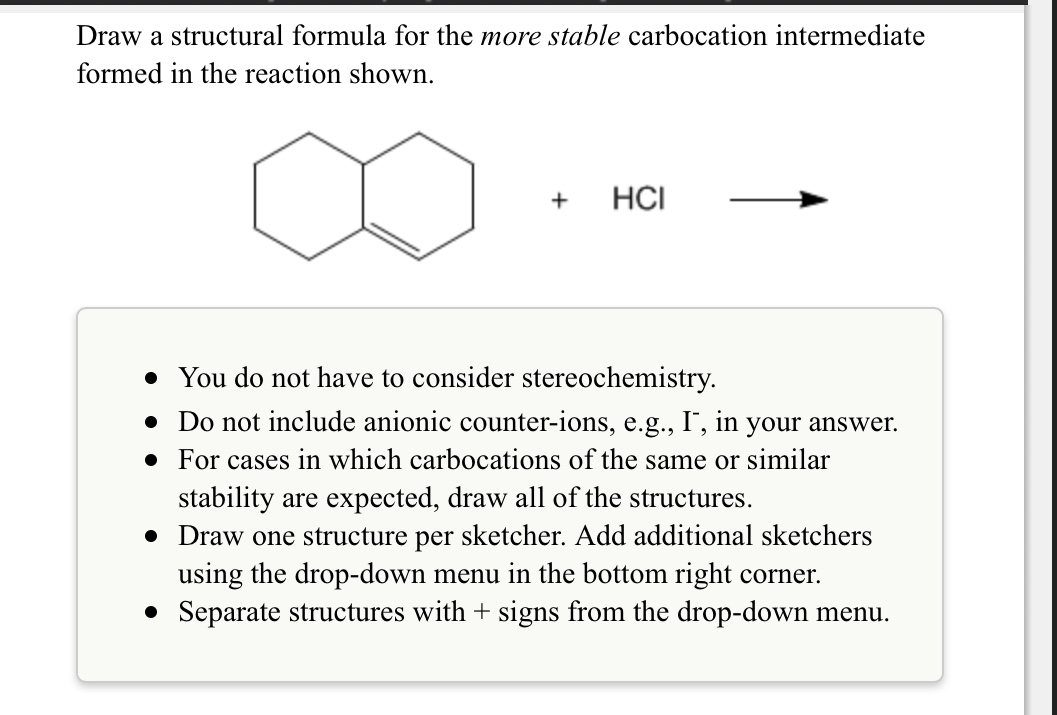 Solved Draw a structural formula for the more stable | Chegg.com