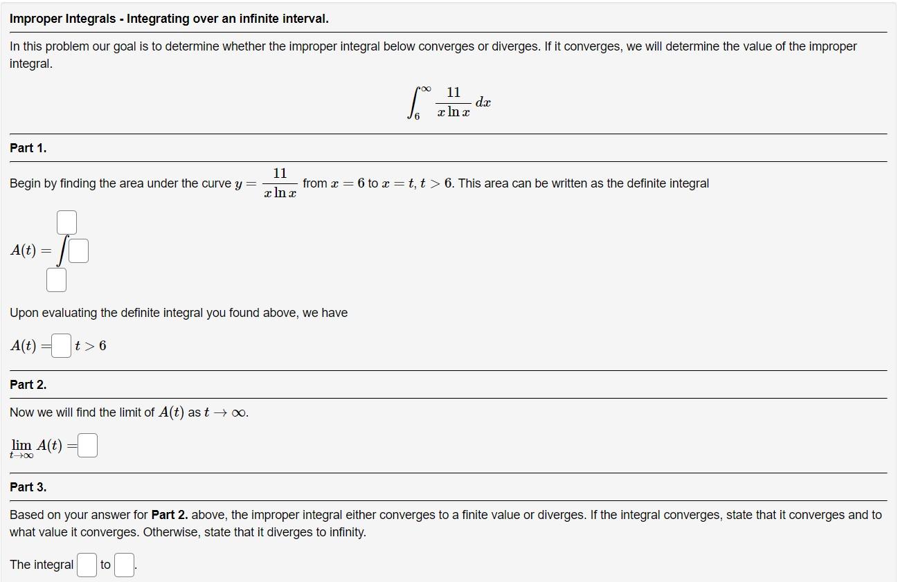 Solved Improper Integrals Integrating Over An Infinite