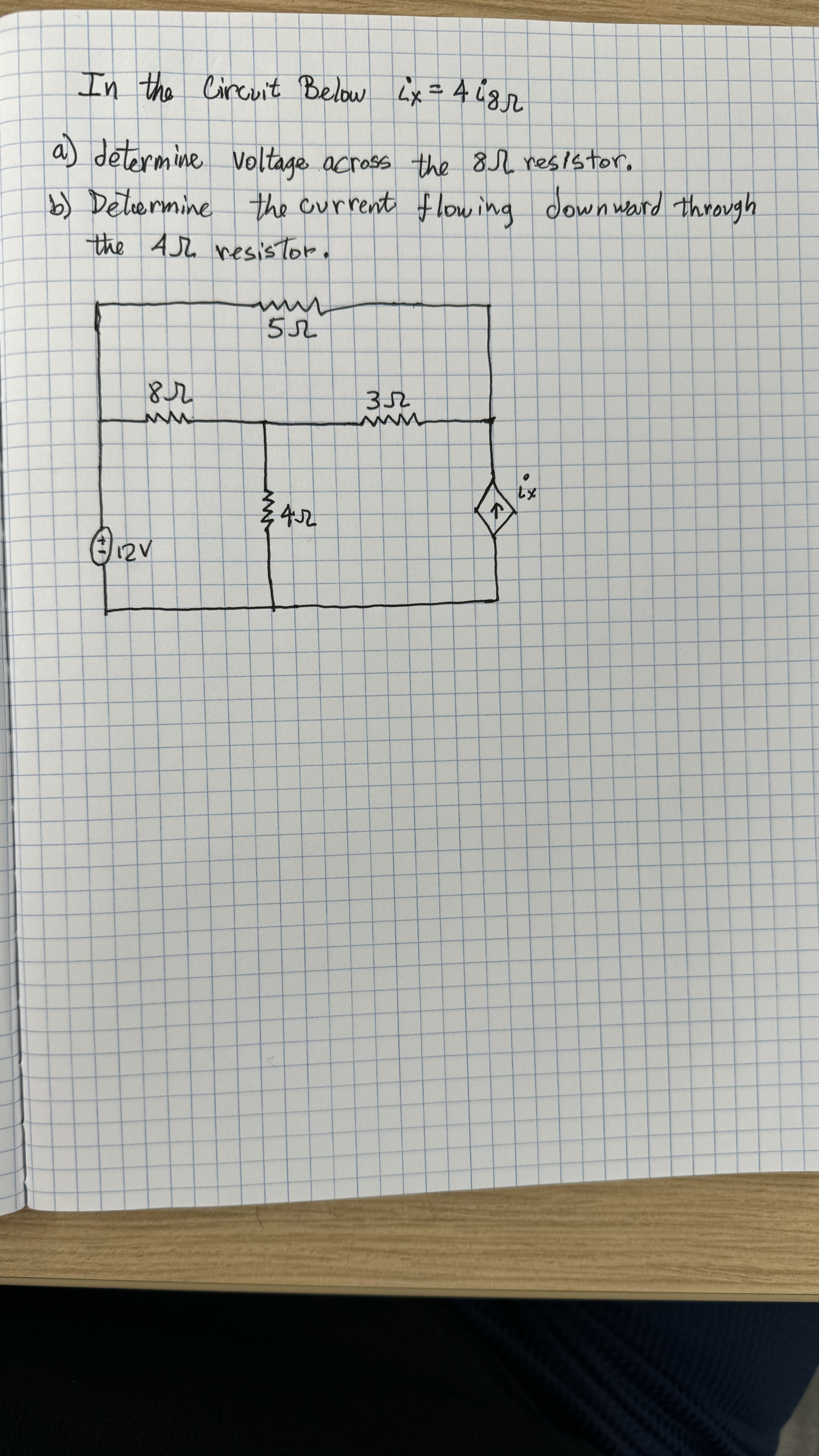 Solved In the Circuit Below ix=4i8Ω a) determine voltage | Chegg.com