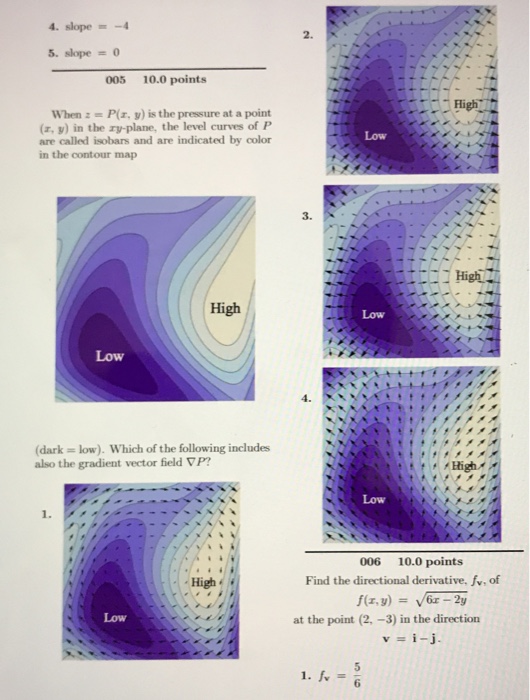 Solved 4. slope -4 2. 005 10.0 points Hi When z P(z, y) is | Chegg.com