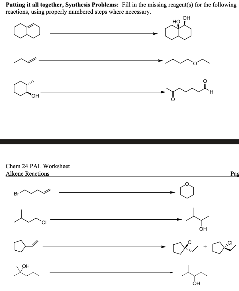 Solved Putting it all together, Synthesis Problems: Fill in | Chegg.com