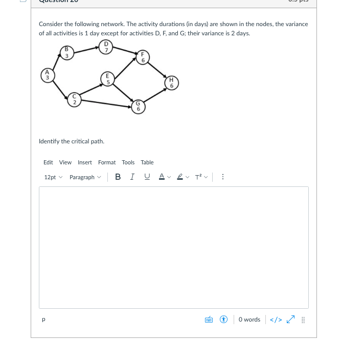 Solved Consider the following network. The activity | Chegg.com
